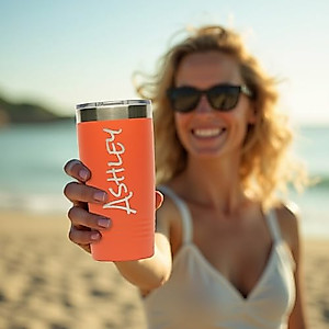 ETCHIFIED Personalized 20oz Stainless Steel Tumbler with Slider Lid - Vacuum Insulated Travel Mug, Add a Name - Keeps Hot or Cold for Hours