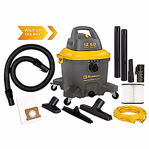 Koblenz Contractor Wet/Dry Vac, 12 Gallon 6.0HP, 35 Ft Grounded Elec Cord, Gray+Yellow (WD-12 C4)