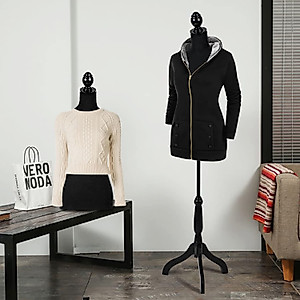 HCY Female Mannequins Torso Dress Form for Display Manikin Body Mannequin Stand 60In-67In Height Adjustable for Sewing Wooden Tripod Base, Foam Body（Black）, HY-H170-BLACK