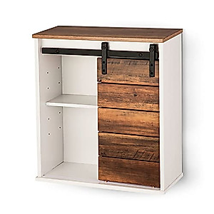 Landia Home Wall Mounted Bathroom Cabinet for Storage, Modern Farmhouse Style with Sliding Barn Door