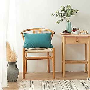 Pack of 2 Decorative Outdoor Waterproof Pillow Covers for Patio Tent Garden Balcony Farmhouse Sunbrella Outside Square Lumbar Pillow Cover Case 12*20 inch (Blue-Green)