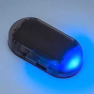 PerfecTech Car Solar Power Simulated Dummy Alarm Warning Anti-Theft LED Flashing Security Light with New USB Port （Blue）