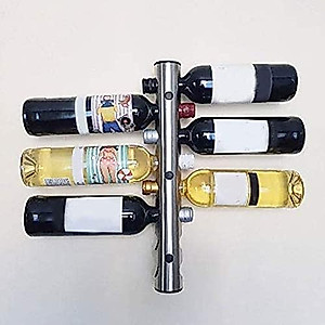 8 Holes Wall Mounted Wine Holder, Stainless Steel Wine Bottle Shelf with Installation Accessories, Barrel Stave Vertical Red Wine Bottle Rack, for Household Bar Supplies