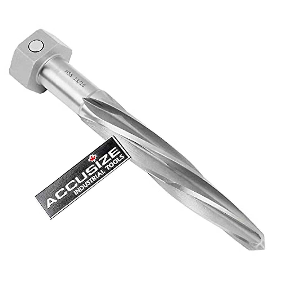 Accusize Industrial Tools 13/16 inch Bridge Reamer, Magnetic Hex Shank, Hss Spiral Flutes Aligning Reamers, Car Reamers, 1523-8035