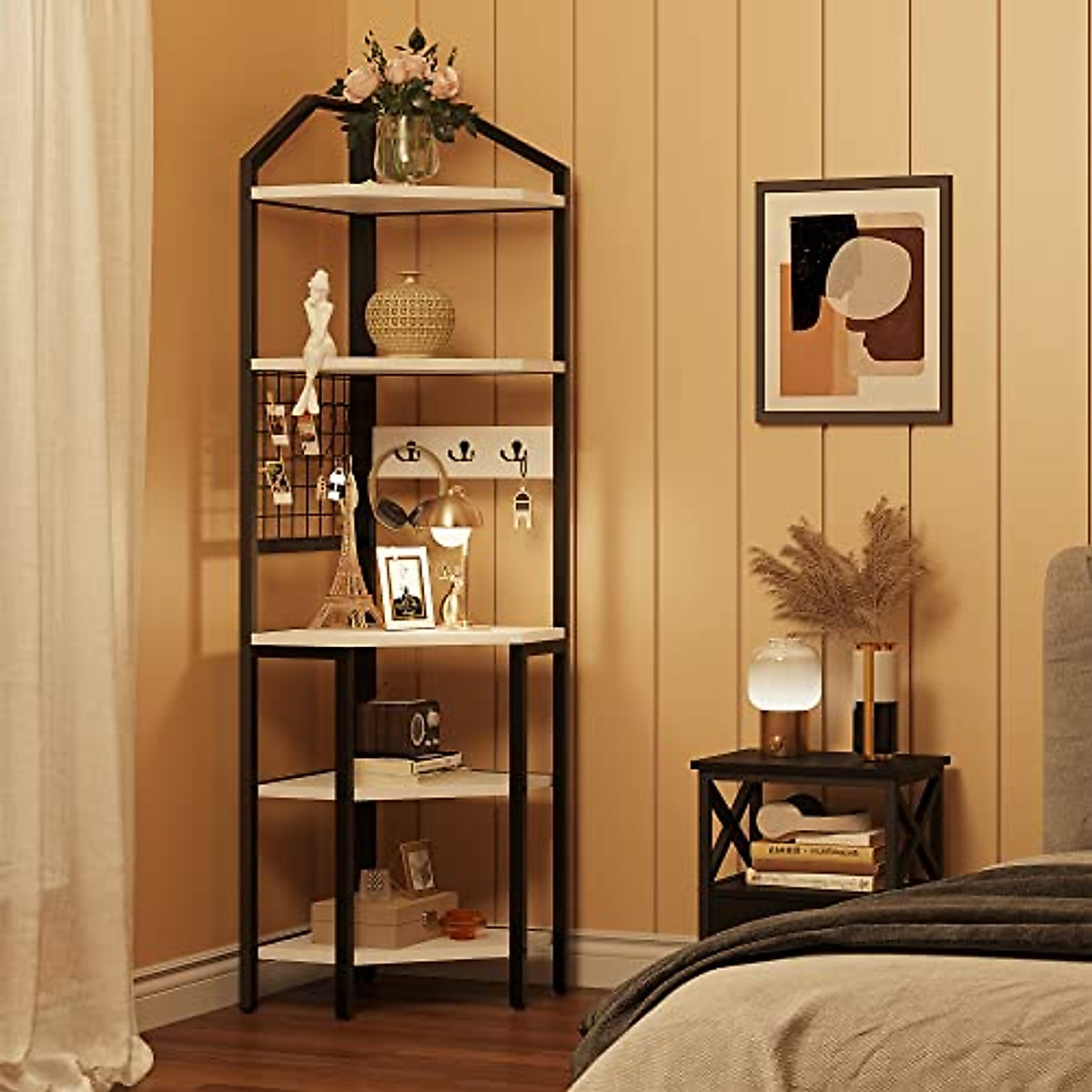 YITAHOME 5-Tier Corner Bookshelf, 68.9” Tall Modern Free Standing Corner Bookcase, 5 Shelf Corner Bookcase and Bookshelves Open Display Storage Book Shelves for Living Room, Home Office, White