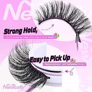 Newcally False Eyelashes Russian Strip Lashes Wispy Mink Lashes Fluffy D Curl Fake Lashes Like Eyelash Extension Lash Strips 9 Pairs Pack