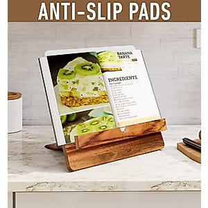 Cookbook Stand for Kitchen Counter - 12" x 12" Large Adjustable Acacia Wood Book Stand for Cookbooks - Recipe Book Holder Stand for Kitchen - Cook Book Stand for Kitchen - Wooden Cookbook Holder Stand