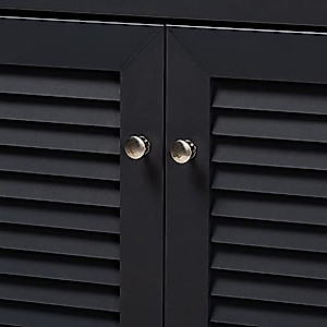 Baxton Studio Coolidge Wood 11-Shelf and Drawer Shoe Cabinet in Dark Gray