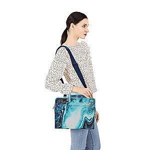 MOSISO Laptop Shoulder Bag Compatible with MacBook Air/Pro, 13-13.3 inch Notebook, Compatible with MacBook Pro 14 M4 M3 M2 M1 2025-2021, Creative Wave Marble Carrying Briefcase Handbag Sleeve Case