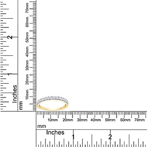 SAVEARTH DIAMONDS Moissanite Wedding Band, Wedding Rings for Women, 0.42 ct D Color VVS1 Lab Created Diamond In 18K Yellow Gold Over Sterling Silver Rings Half Eternity Stackable Engagement Ring-8