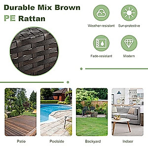 HAPPYGRILL Set of 2 Patio Bar Stools Outdoor PE Rattan Bar Chairs with Sturdy Steel Frame and Footrests, PE Wicker Bar Stools for Backyard Poolside Garden