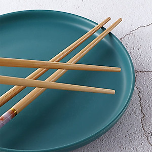 5 Pairs Natural Bamboo Chopsticks Reusable, Long Lightweight Wood Chopstick For Sushi Rice, Dishwasher Safe,For Restaurant Eating Cooking (green)