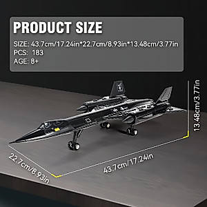 DAHONPA SR71 Blackbird High-Altitude Reconnaissance Aircraft Metal Fighter Military Army Airplane Building Bricks Set, 183 Pieces Air-Force Toy, Gift for Kid and Adult.…