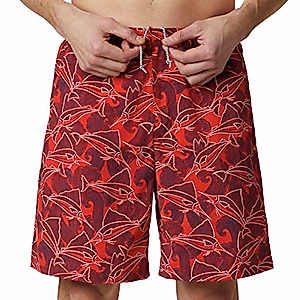 Columbia Men's Super Backcast Water Short, Red Spark Fish Wave Print, Medium x 6