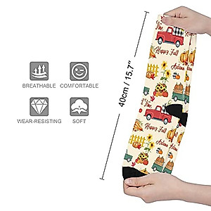 Farmhouse Truck Pumpkin Sunflower The Autumn Socks for Women Socks for Men Crew Socks for Boys Mid Socks for Girls Stocking Stuffers for Teens Casual Athletic Sport Dress Socks