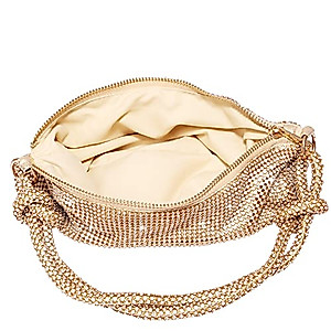 Rhinestone Evening Bags for Womens, Chic Crystal Sparkly Evening Purse Handbag Hobo Bag (Golden)