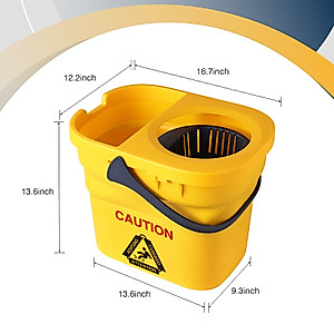 Yocada Commercial Mop Bucket with Wringer Portable Collapsible Plastic Mop Bucket Cleaning Washing Bucket for Cotton Mop