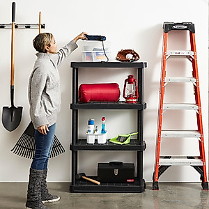 Gracious Living 4 Shelf Adjustable Height Medium Duty Storage Unit 14 x 32 x 54.5" Organizer for Home, Garage, Basement, & Laundry, Black (2 Pack)