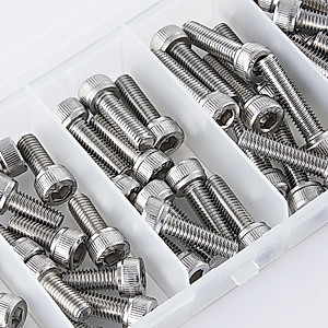 Cicidorai M5 x 8mm 12mm 16mm 20mm 25mm Socket Head Cap Screws Bolts, Stainless Steel 304, Metric Allen Hex Drive, Fully Threaded, Bright Finish, 50PCS