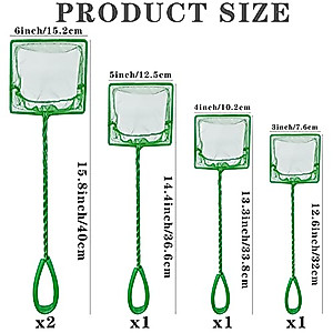 QXBXYHM 5 Pack Aquarium Fish Net, Multi-Size Fine Quick Fish Catch Nets Nylon Fishing Mesh Nets with Long Plastic Handle for Fish Tank - Green (3in, 4in, 5in, 6in, 6in)
