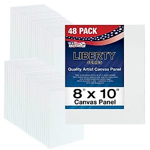 US Art Supply 8 X 10 inch Professional Artist Quality Acid Free Canvas Panel Boards for Painting Value Pack of 48 (1 Full Case of 48 Single Canvas Board Panels)