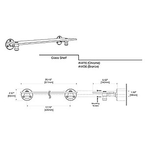 Gatco 4416 Cafe Glass Shelf, Chrome