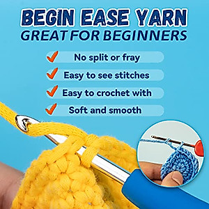 50g Blue Yarn for Crocheting and Knitting;80M Cotton Yarn for Beginners with Easy-to-See Stitches;Worsted-Weight Medium #4;Cotton-Nylon Blend Yarn for Beginners Crochet Kit Making 1PACK