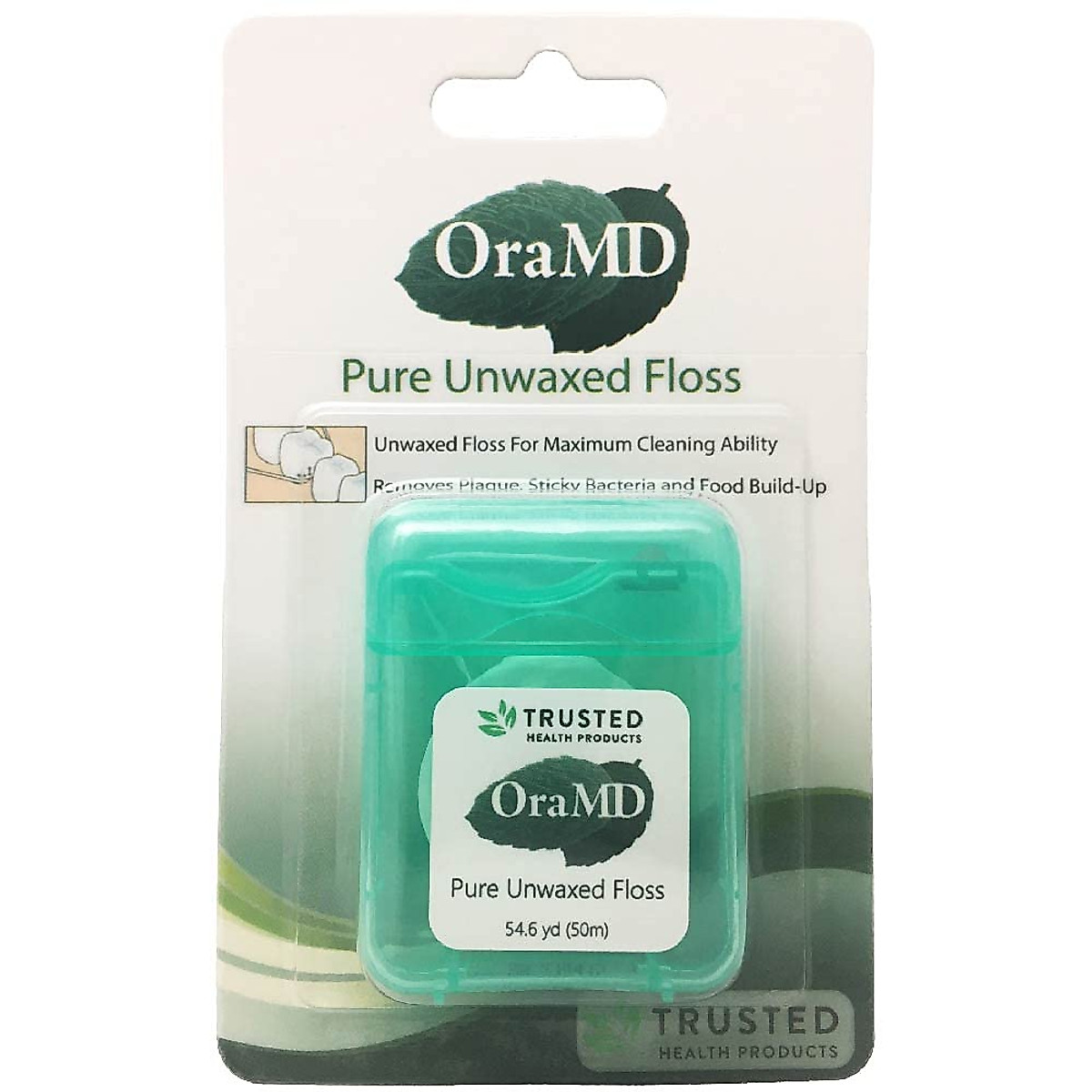 OraMD Oral Care Pure Unwaxed Dental Floss 54.6 Yards - Chemical Free, Shred Resistant - Unscented and Ultraclean Plaque Removal - Teeth and Gum Protection for Adults - Pack of 6