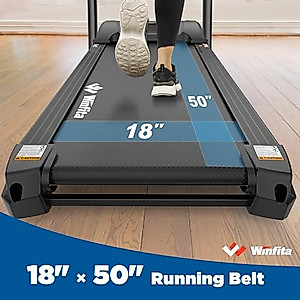 Winfita 4.5HP Foldable Treadmill for Home with 15% Auto Incline, 300 LB Capacity, 10 MPH Speed, 50"x18" Belt, App & Bluetooth Speakers, Charging Port, Tablet Holder, Pause Function, 64 Preset Programs
