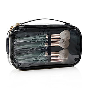 OCHEAL Clear Makeup Bags Small Cosmetic Bag Portable Cute Transparent Travel Makeup Bag with zipper for Women and Girls Cosmetics Toiletries storage Organizer Pouch-Black