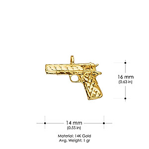 Ioka - 14K Yellow Gold Rifle Gun Charm Tiny Pendant For Necklace or Chain
