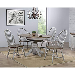Sunset Trading Country Grove Dining Table, Distressed Light Gray and Medium Walnut