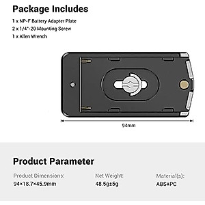 SmallRig NP-F Battery Adapter Plate Lite for Sony NP-F Battery, w/ 12V/7.4V Output Port, LED Low Battery Indicator - 3018