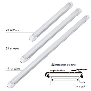 LightingWill LED T8 Light Tube 4FT, Warm White 3000K-3500K, Dual-End Powered Ballast Bypass, 2000Lumen 18W (40W Equivalent Fluorescent Replacement), Frosted Cover, AC85-265V Lighting Fixture, 4 Pack…