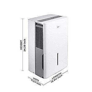 Midea 3,000 Sq. Ft. Energy Star Certified Dehumidifier With Reusable Air Filter 35 Pint - Ideal For Basements, Large & Medium Sized Rooms, And Bathrooms (White)