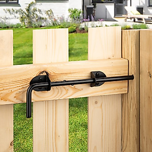 12" Cane Bolt Heavy Duty Drop Rod Gate Stopper Hardware, Gate Ground Latch for Wooden Fences Metal Gates Doors, Gate Drop Pin for Holding Gate to The Ground, Black Finish, 2 Pack