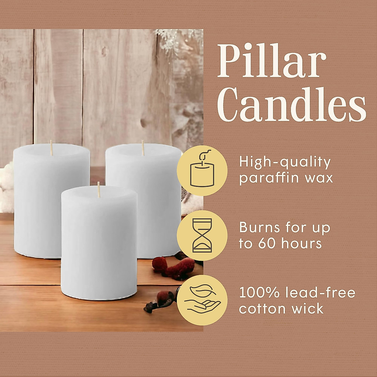 Mister Candle - 3 inch by 4 inch Tall Citronella Scented Pillar Candles (Set of 3) - Indoor & Outdoor Use