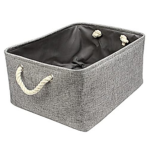 Casaphoria Storage Basket Fabric Basket with Rope Handles,Storage Containers for Bedroom Decor Book Shelves Coffee Table Stuff Organizer(Grey, 16.5L12.2W7.9H)（Pack of 1）