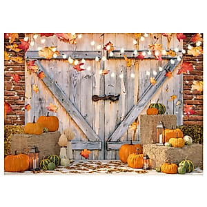 YYNXSY Fall Thanksgiving Backdrop Autumn Pumpkin Harvest Barn Background Hay Maple Leaves Baby Shower Banner Supplies Photo Booth Prop 10X8FT YY-2515
