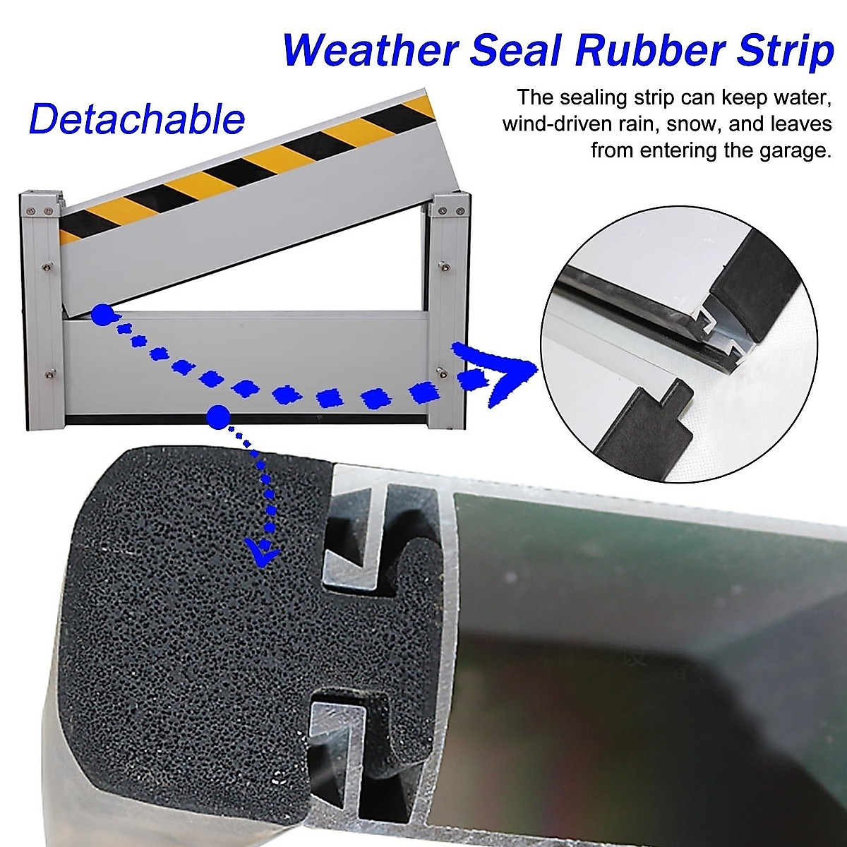 2.6ft 2ft 1.3ft 0.66ft Tall Flood Barriers Shield, Home/Garage Door/Front Doors Temporary Anti-Flood Wall - Detachable & Reusable, Aluminum Threshold Water Dams, with Reflective Warning Strip ( Color