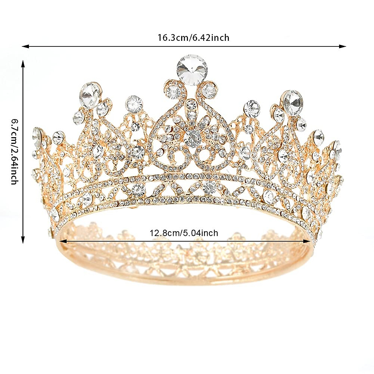 yyoemas Round Crystal Queen Crowns for Women, Rose Gold Rhinestone Tiara Cake Topper, Wedding Crowns Tiara for Bridal Birthday Party Queen Pageant Hair Accessories
