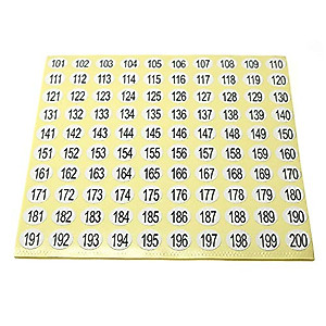 RLECS 30pcs Digital Number Sticker Size Label Self Adhesive Label Sticker Round Shaped 101-200 Number Labels for Storage Management, Home and Office Organization