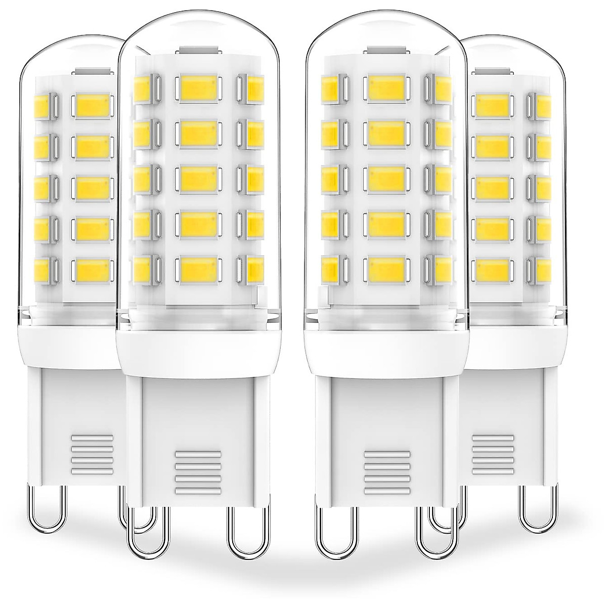 Lososuch Dimmable G9 LED Bulb 6000K Daylight, 3W G9 Base Chandelier Light Bulb Daylight White,20W 25W 30W Halogen Replacement G9 Bi Pin Base,120V 360°Beam 4-Pack