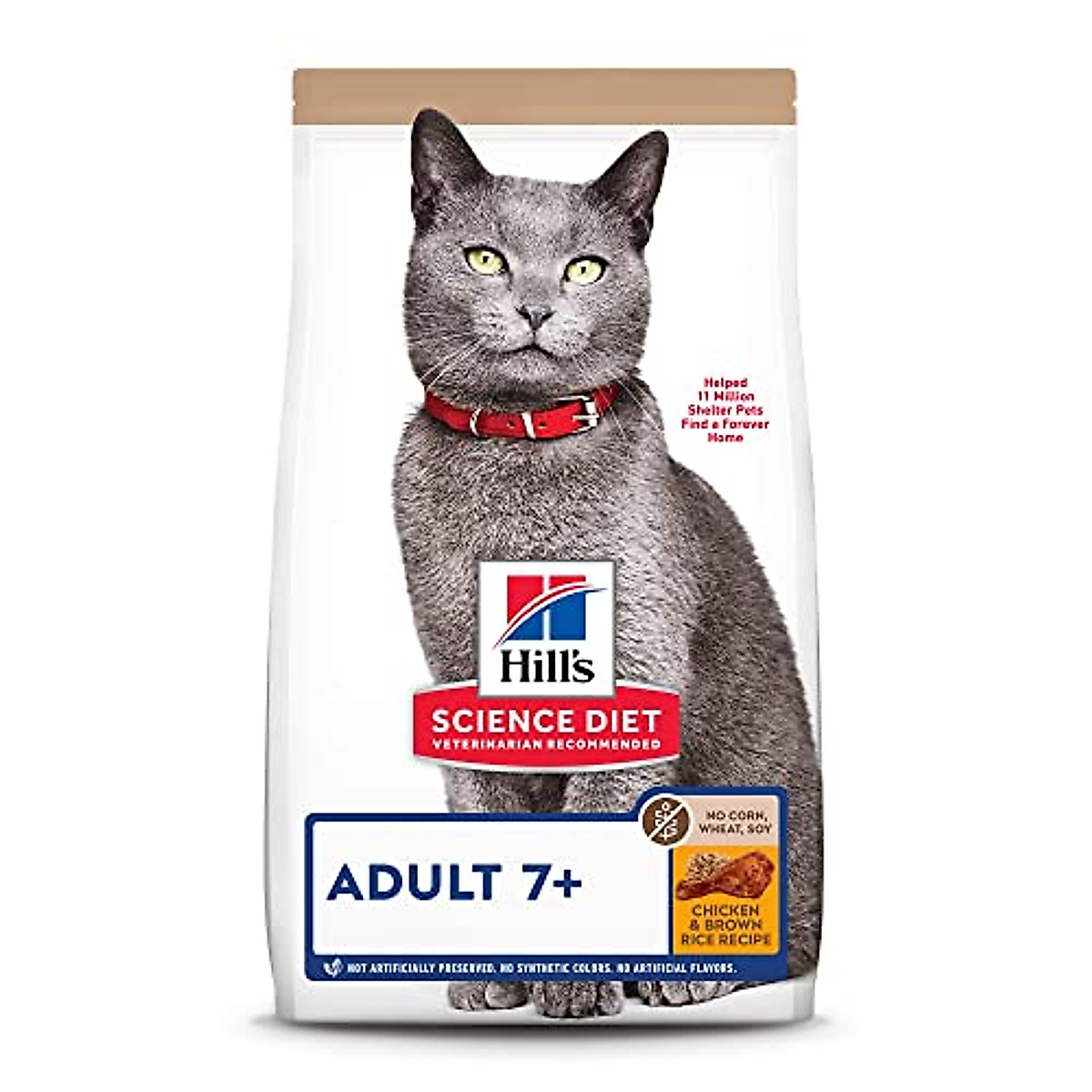 Hill's Science Diet Senior 7+ No Corn, Wheat or Soy Dry Cat Food, Chicken Recipe, 3.5 lb. Bag