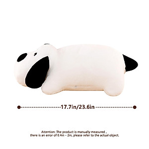 Haengbuk-Soft Puppy Plush Pillow, 23.6in/60cm Cute Stuffed Animals Toy, White and Black Dog Hugging Pillow, Gift for Kids and Friends