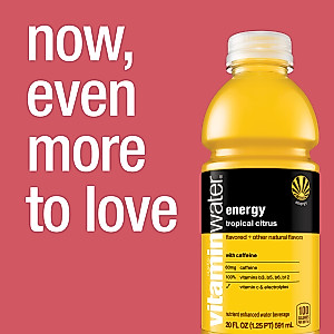 vitaminwater energy electrolyte enhanced water w/vitamins, tropical citrus drinks, 20 fl oz, 12 Pack