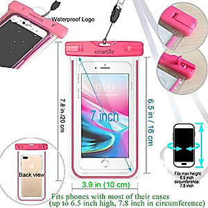 Waterproof Phone Pouch Holder, Smartlle Universal Waterproof Phone case, Dry Bag Underwater Snowproof for iPhone 13 12 11 Pro Max XR,XS, 8,7,6 Plus,SE, Galaxy S22/A/Note, LG,7”, Beach Water Pool Black