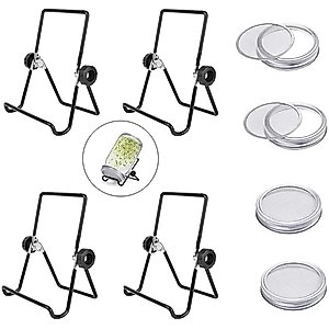 KFUVW Sprouting Jar Germination Kit Accessories, Including Sprouting Lids for Wide Mouth Mason Jar (32 oz)/ Stands