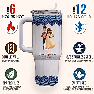 Custom 40oz Tumbler with Handle – wedding day timeline-Personalized Couple Gift for Anniversary Wedding Gift, Birthday, Mother's Day, Valentine’s Day 5gaaWk