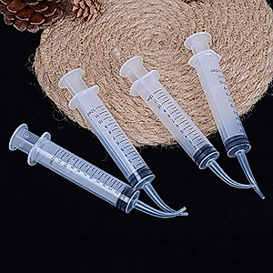 9 Pack 12ml/cc Dental Syringe with Curved Tip & Measurement Disposable Graduated Dental Irrigation Syringe for Oral Dental Care, Tonsil Stones Removing, Lab, Feed Small Pet (9 Pack-Curved-Measurement)